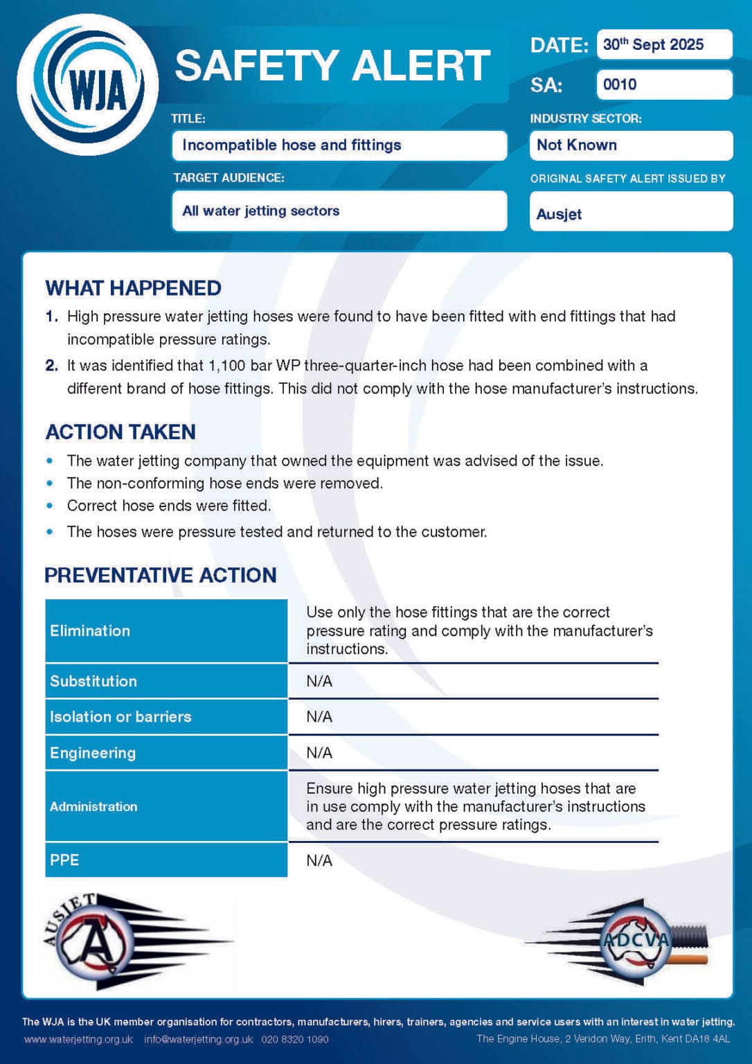 Safety Alerts - Water Jetting Association